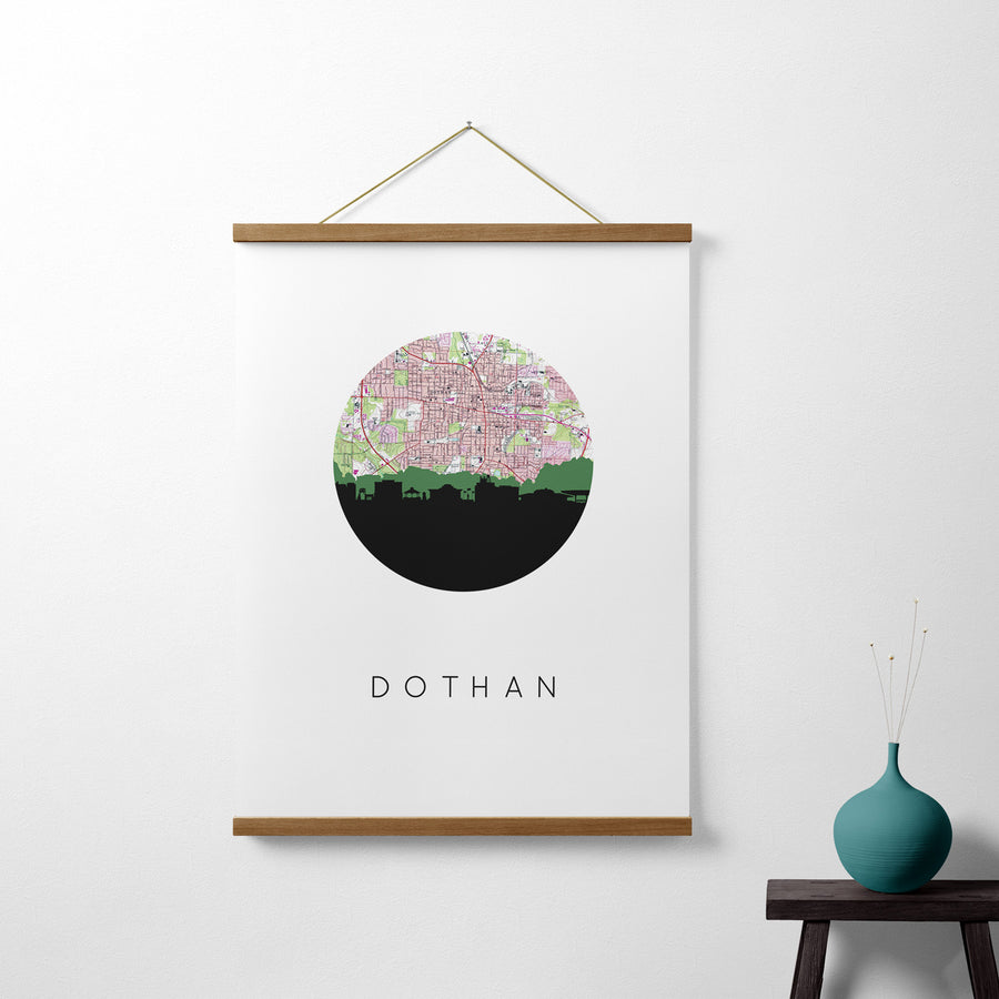 Dothan, Alabama city skyline with vintage Dothan map | wanderlust gifts ...