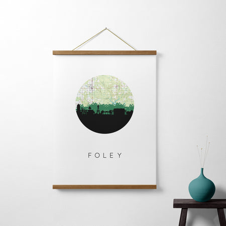 Foley, Alabama city skyline with vintage Foley map | wanderlust gifts ...