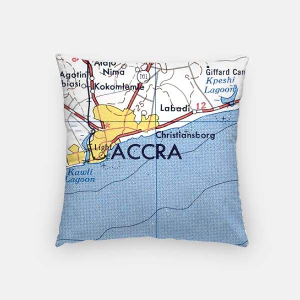 Accra, Ghana city skyline with vintage Accra map | wanderlust gifts and ...
