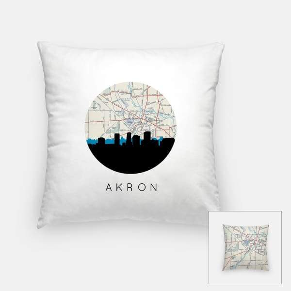 Akron, Ohio city skyline with vintage Akron map | wanderlust gifts and ...