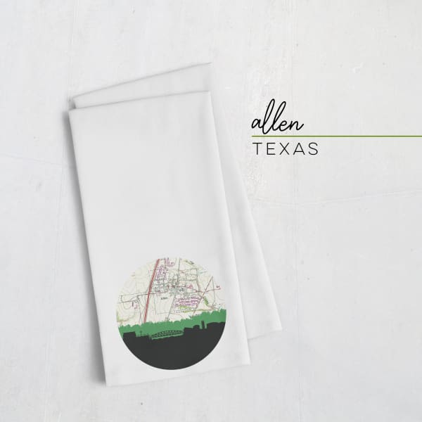 Allen, Texas city skyline with vintage Allen map | wanderlust gifts and ...