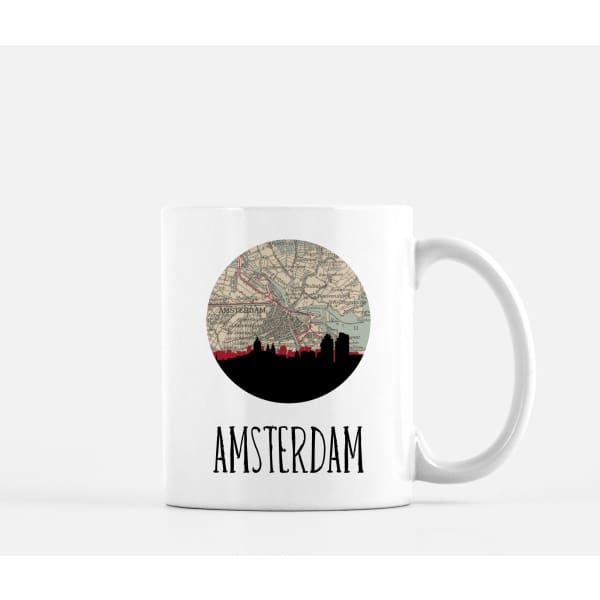Amsterdam city skyline with vintage Amsterdam map | wanderlust gifts ...