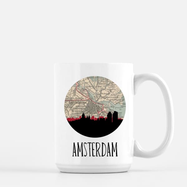 Amsterdam city skyline with vintage Amsterdam map | wanderlust gifts ...