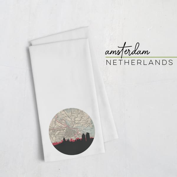 Amsterdam city skyline with vintage Amsterdam map | wanderlust gifts ...