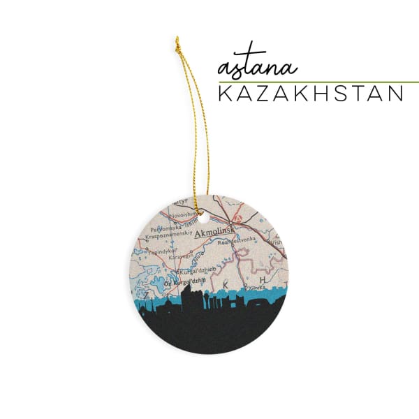 Astana, Kazakhstan city skyline with vintage Astana map | wanderlust ...