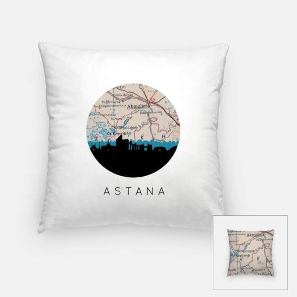 Astana, Kazakhstan city skyline with vintage Astana map | wanderlust ...