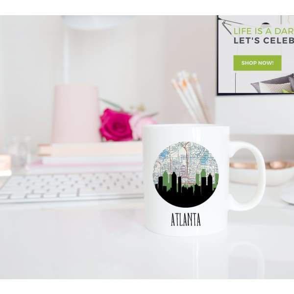 Atlanta, Georgia city skyline with vintage Atlanta map | wanderlust ...