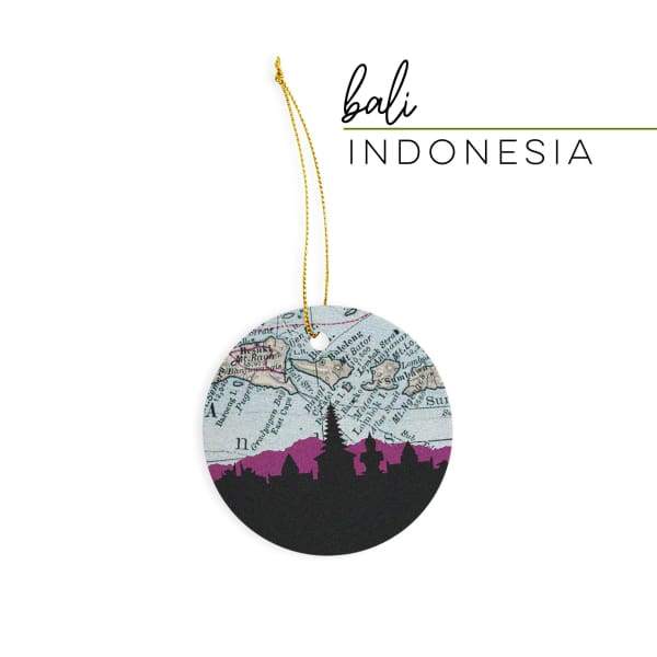 Bali, Indonesia city skyline with vintage Bali map | wanderlust gifts ...