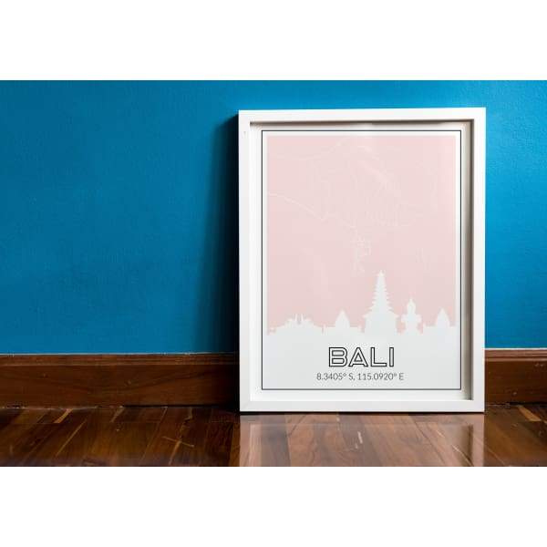 Bali, Indonesia road map and skyline | wanderlust gifts and home decor