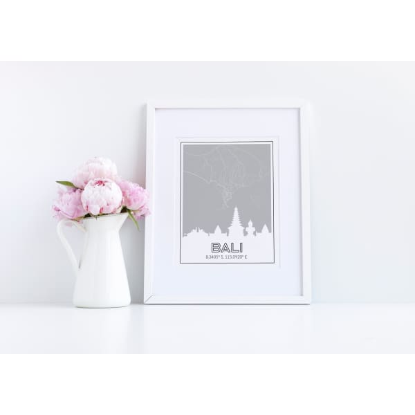 Bali, Indonesia road map and skyline | wanderlust gifts and home decor