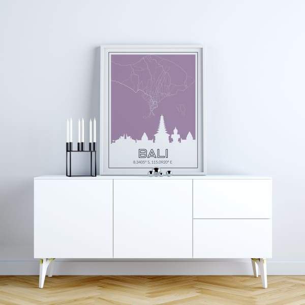 Bali, Indonesia road map and skyline | wanderlust gifts and home decor