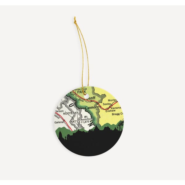 Banff, Alberta city skyline with vintage Banff map | wanderlust gifts ...