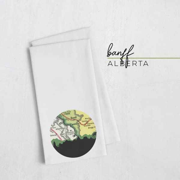 Banff, Alberta city skyline with vintage Banff map | wanderlust gifts ...