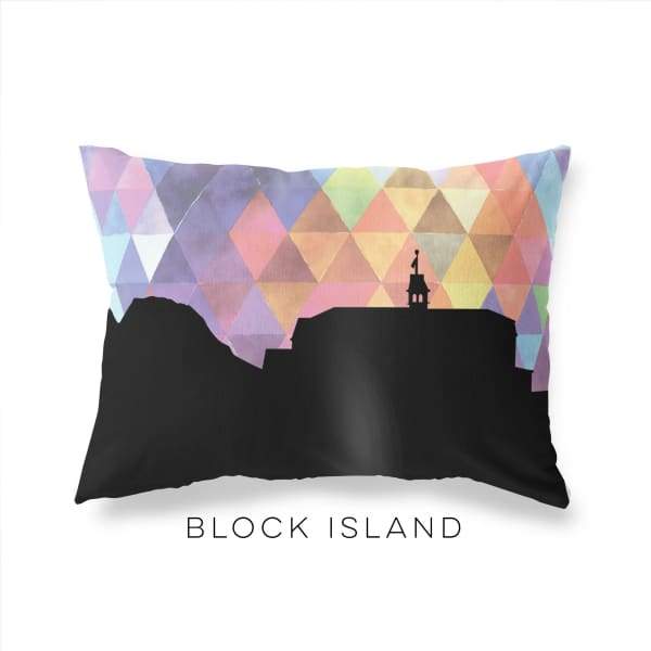 Block Island, Rhode Island city skyline with vintage Block Island map ...