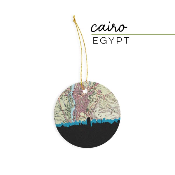 Cairo, Egypt city skyline with vintage Cairo map | wanderlust gifts and ...