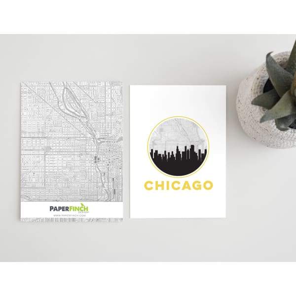 Chicago, Illinois circle city skyline with Chicago map | wanderlust ...