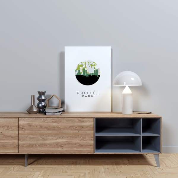 College Park, Georgia city skyline with vintage College Park map ...