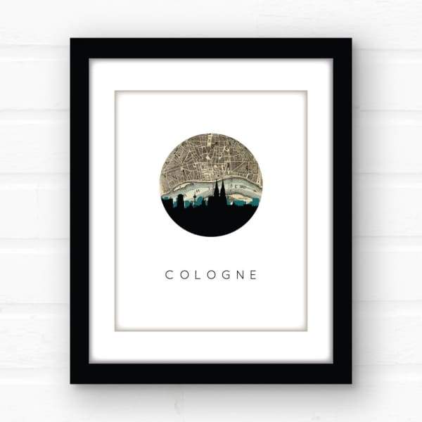 Cologne city skyline with vintage Cologne map | wanderlust gifts and ...