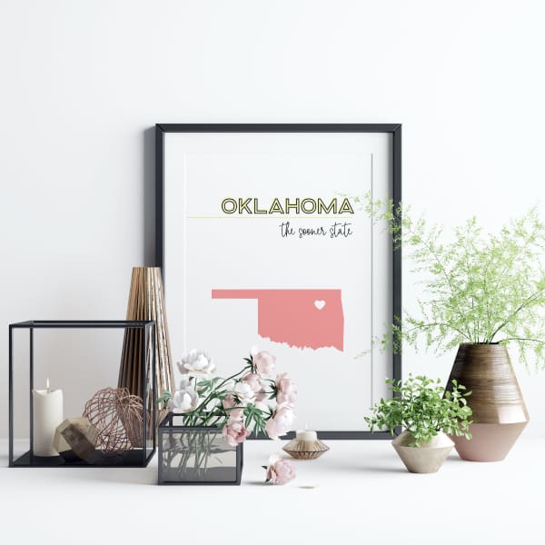 Customizable Oklahoma state art | wanderlust gifts and home decor