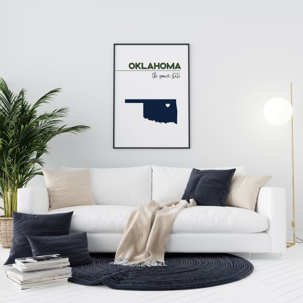 Customizable Oklahoma state art | wanderlust gifts and home decor