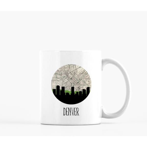 Denver, Colorado city skyline with vintage Denver map | wanderlust ...