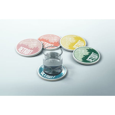 Detroit, Michigan city skyline with vintage Detroit map | wanderlust ...