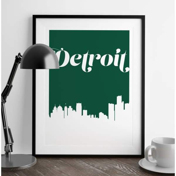 Detroit, Michigan retro inspired city skyline | wanderlust gifts and ...