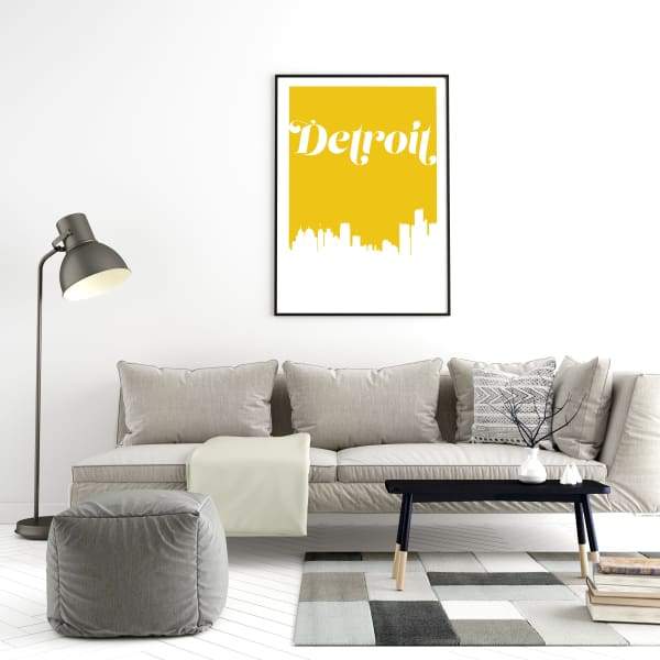 Detroit, Michigan retro inspired city skyline | wanderlust gifts and ...
