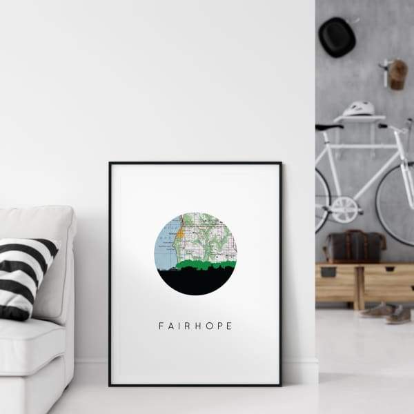 Fairhope, Alabama city skyline with vintage Fairhope map | wanderlust ...
