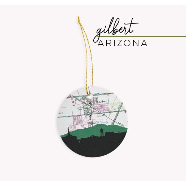 Gilbert, Arizona city skyline with vintage Gilbert map | wanderlust ...