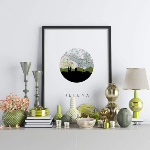 Helena, Montana city skyline with vintage Helena map | wanderlust gifts ...