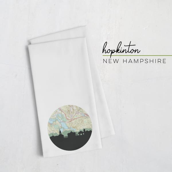 Hopkinton, New Hampshire city skyline with vintage Hopkinton map ...