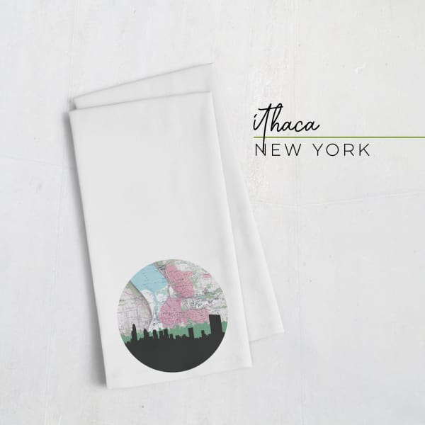 Ithaca, New York city skyline with vintage Ithaca map | wanderlust ...