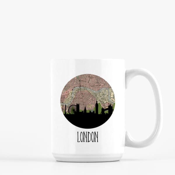 London city skyline with vintage London map | wanderlust gifts and home ...