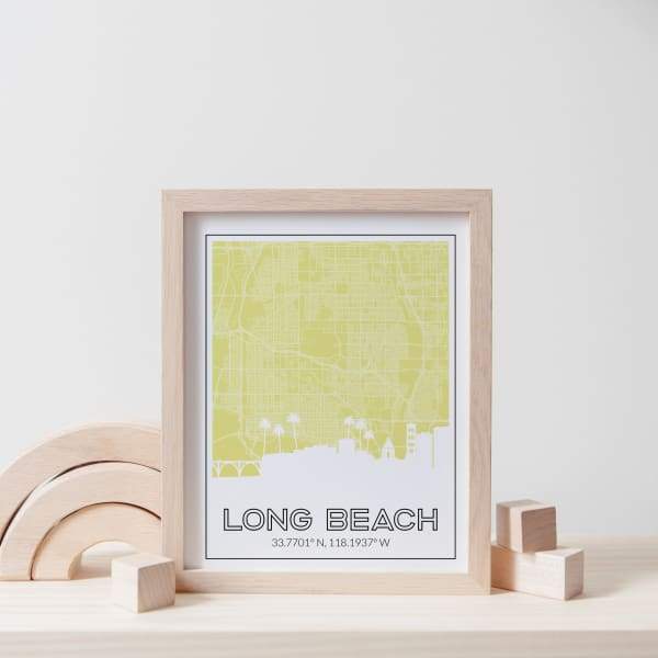 Long Beach, California road map and skyline | wanderlust gifts and home ...