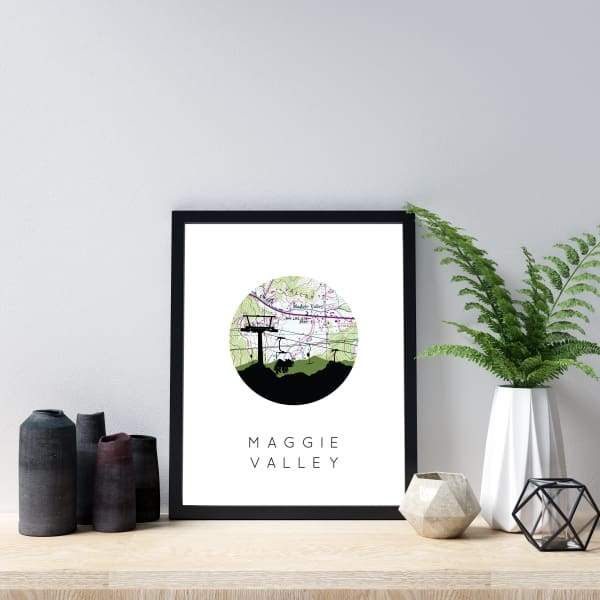 Maggie Valley, North Carolina city skyline with vintage Maggie Valley ...