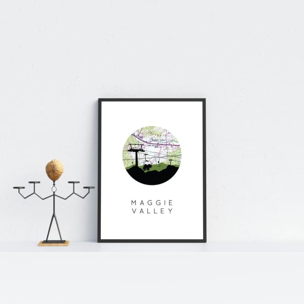 Maggie Valley, North Carolina city skyline with vintage Maggie Valley ...