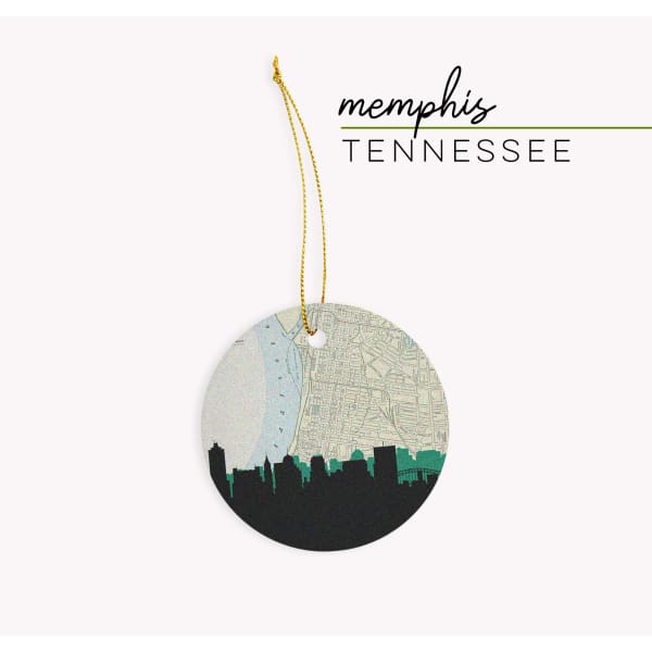 Memphis, Tennessee city skyline with vintage Memphis map | wanderlust ...