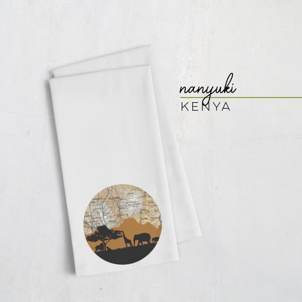 Nanyuki, Kenya city skyline with vintage Nanyuki map | wanderlust gifts ...
