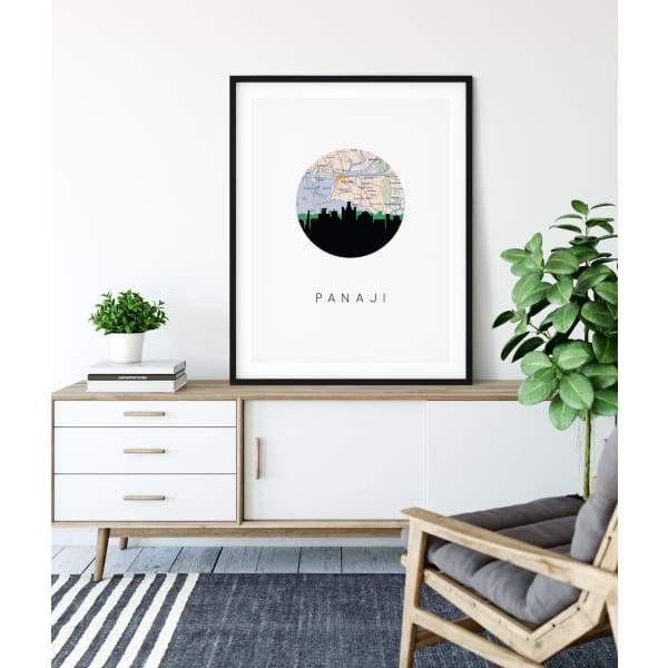 Panaji, India city skyline with vintage Panaji map | wanderlust gifts ...