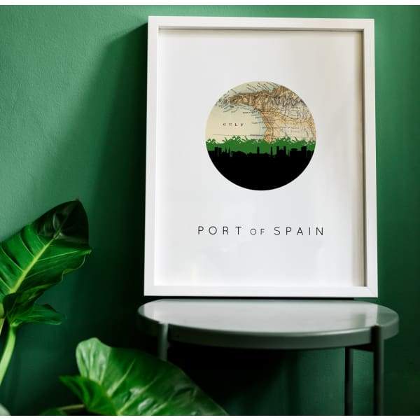 Port of Spain city skyline with vintage Port of Spain map | wanderlust ...