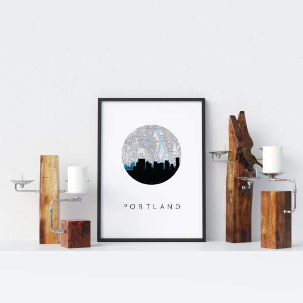 Portland, Oregon city skyline with vintage Portland map | wanderlust ...