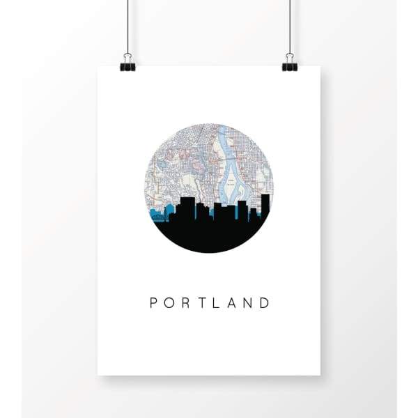 Portland, Oregon city skyline with vintage Portland map | wanderlust ...