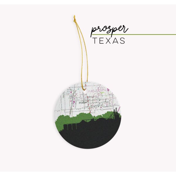 Prosper, Texas city skyline with vintage Prosper map | wanderlust gifts ...