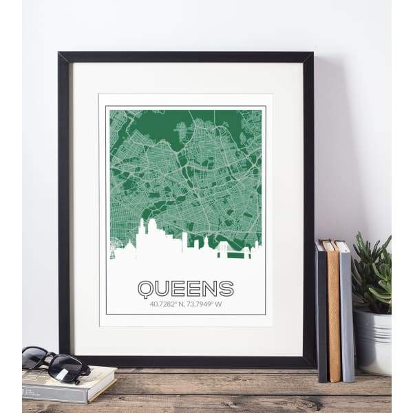 Queens, New York road map and skyline | wanderlust gifts and home decor