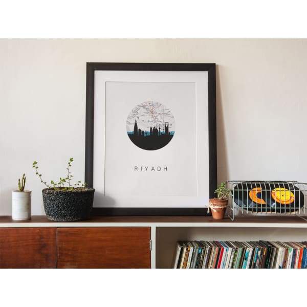 Riyadh, Saudi Arabia city skyline with vintage Riyadh map | wanderlust ...