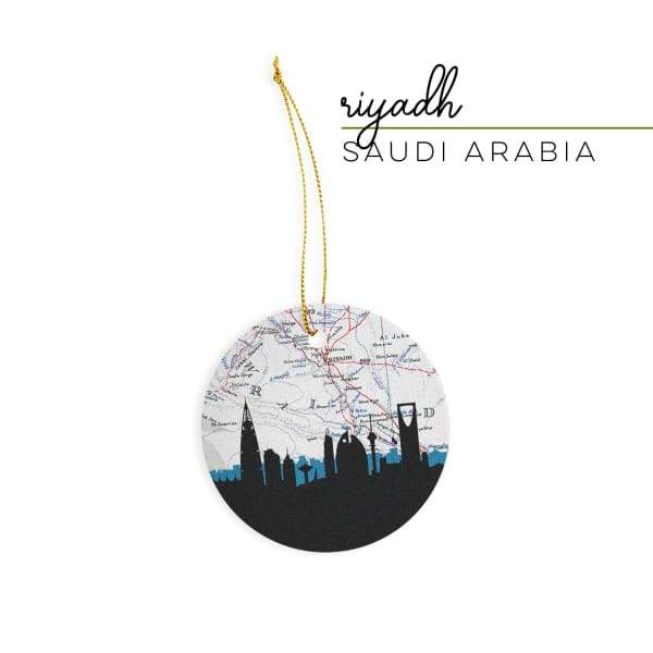 Riyadh, Saudi Arabia city skyline with vintage Riyadh map | wanderlust ...