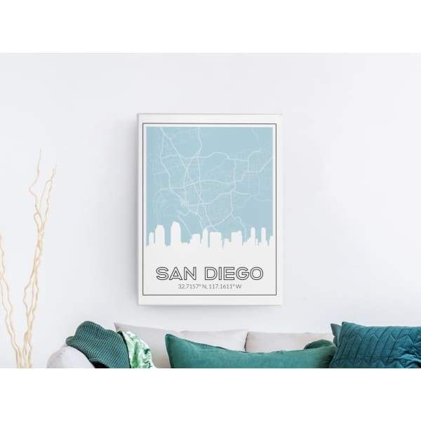 San Diego, California skyline and map | Handshake | wanderlust gifts ...