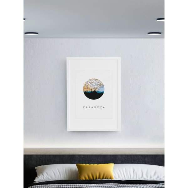 Saragossa city skyline with vintage Saragossa map | wanderlust gifts ...