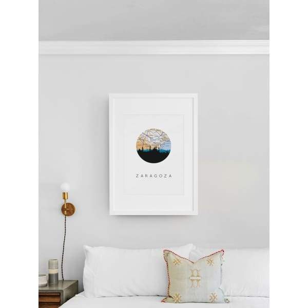 Saragossa city skyline with vintage Saragossa map | wanderlust gifts ...